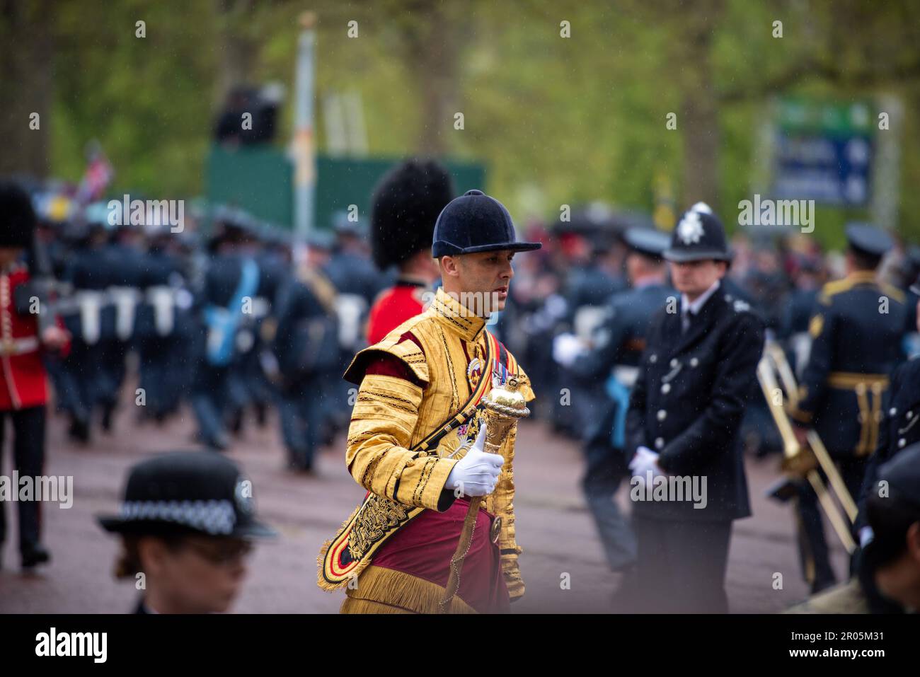 London, UK. 06th May, 2023. The military procession marches towards ...