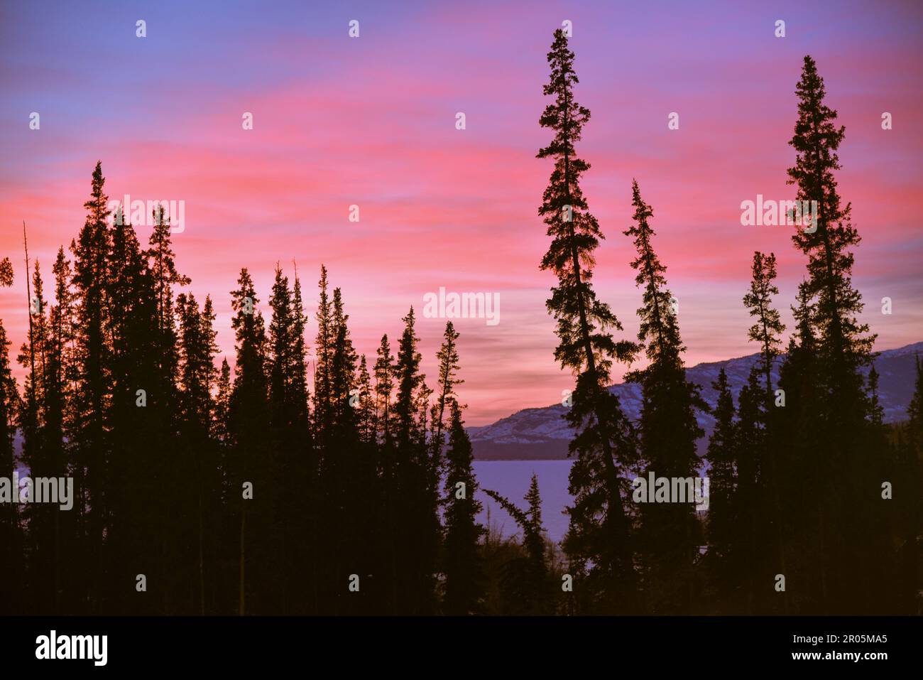 Incredible sunset views in winter season from northern Canada with ...
