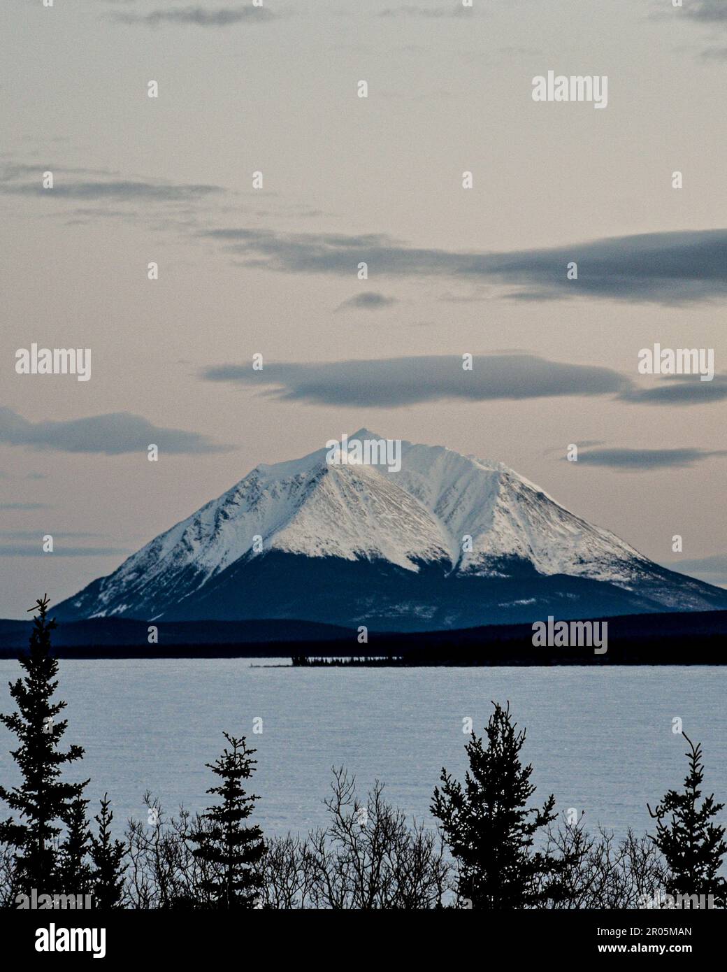 Stunning winter landscape near Whitehorse in Yukon Territory with huge ...