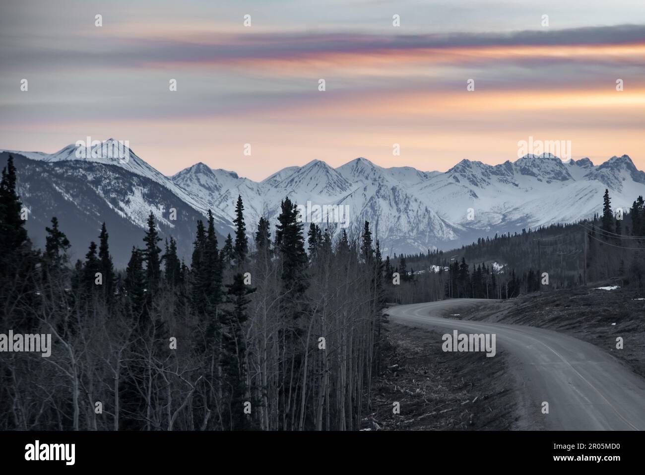 Incredible mountain scenery in Yukon Territory during winter time with ...