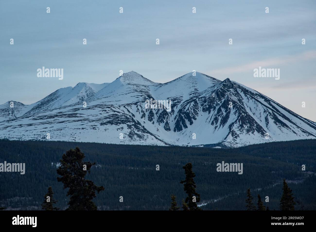Incredible mountain scenery in Yukon Territory during winter time with ...