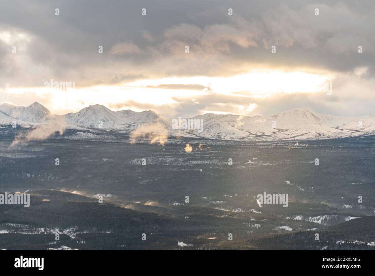Incredible mountain scenery in Yukon Territory during winter time with ...