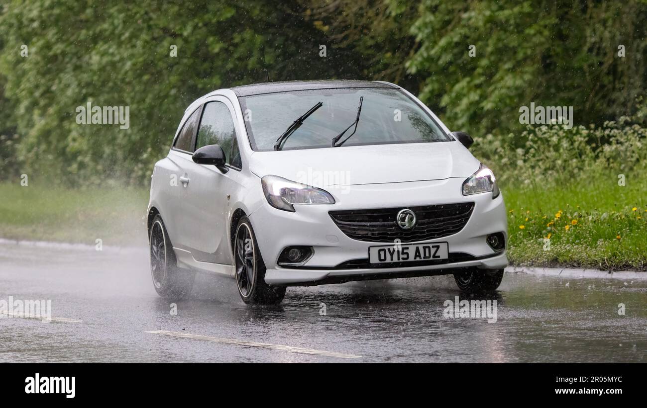 Stony Stratford,Bucks,UK - May 6th 2023. 2015 white VAUXHALL CORSA ...