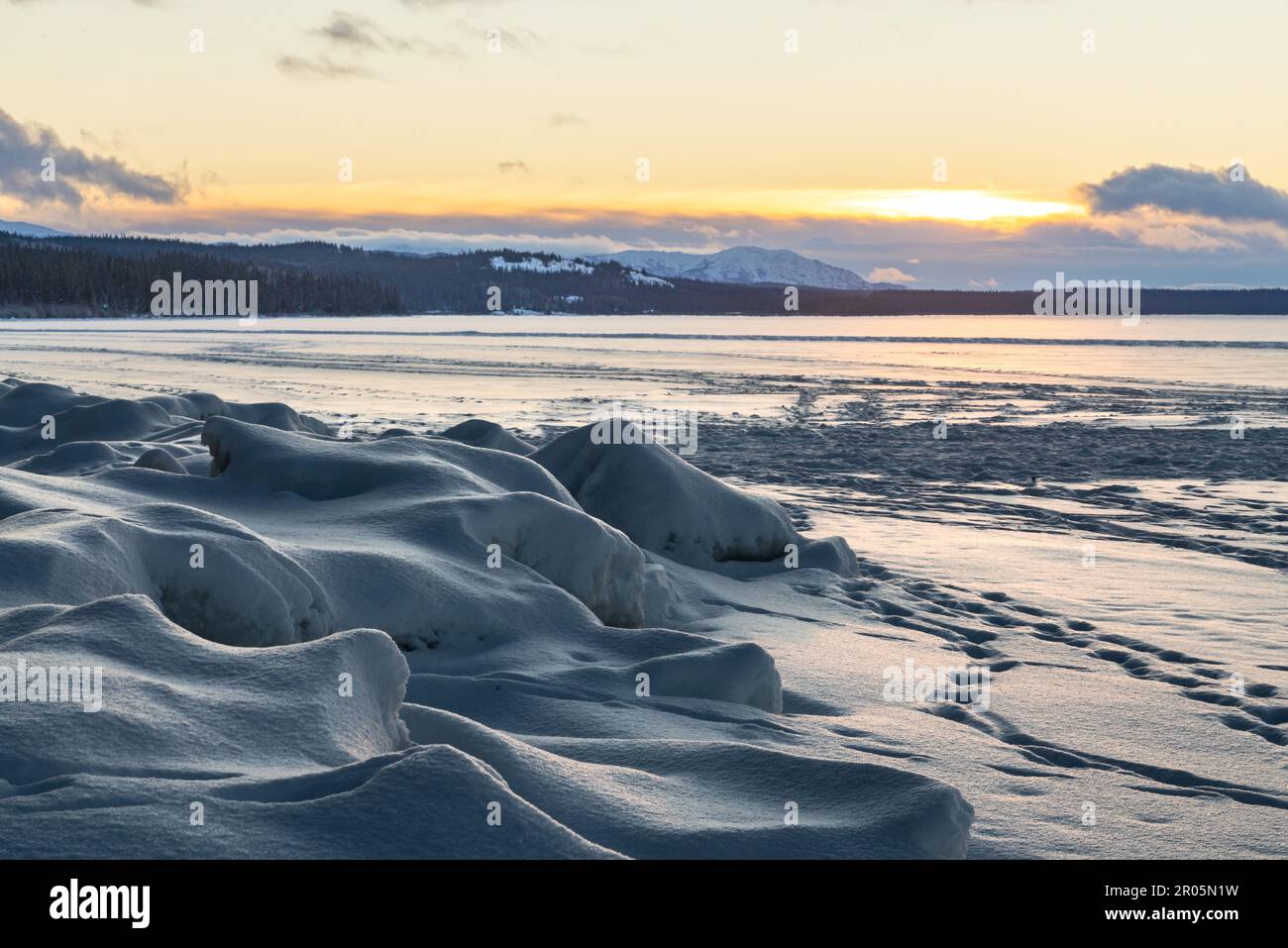 Incredible northern Canadian landscape during winter with snow capped ...