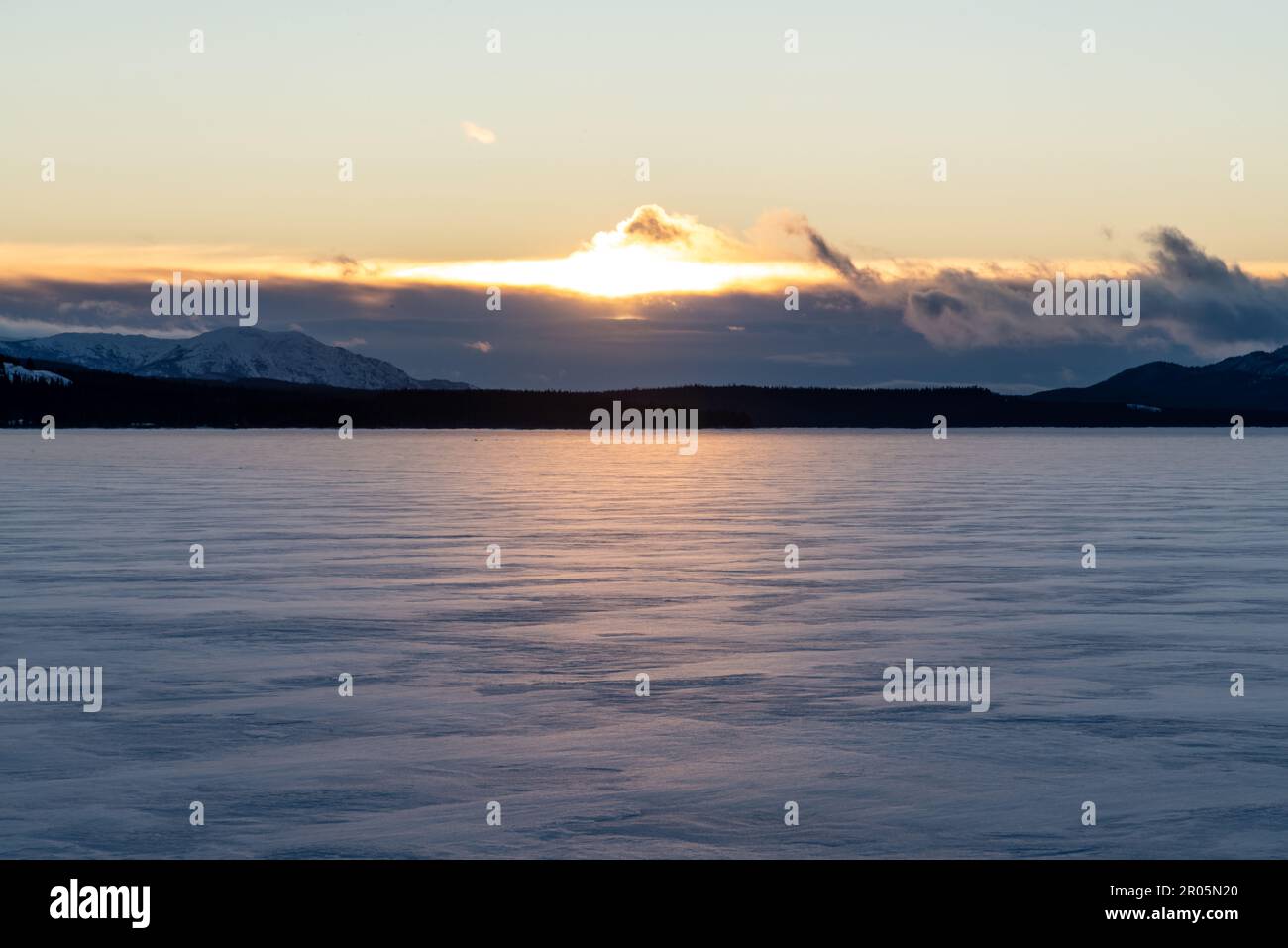 Incredible northern Canadian landscape during winter with snow capped ...