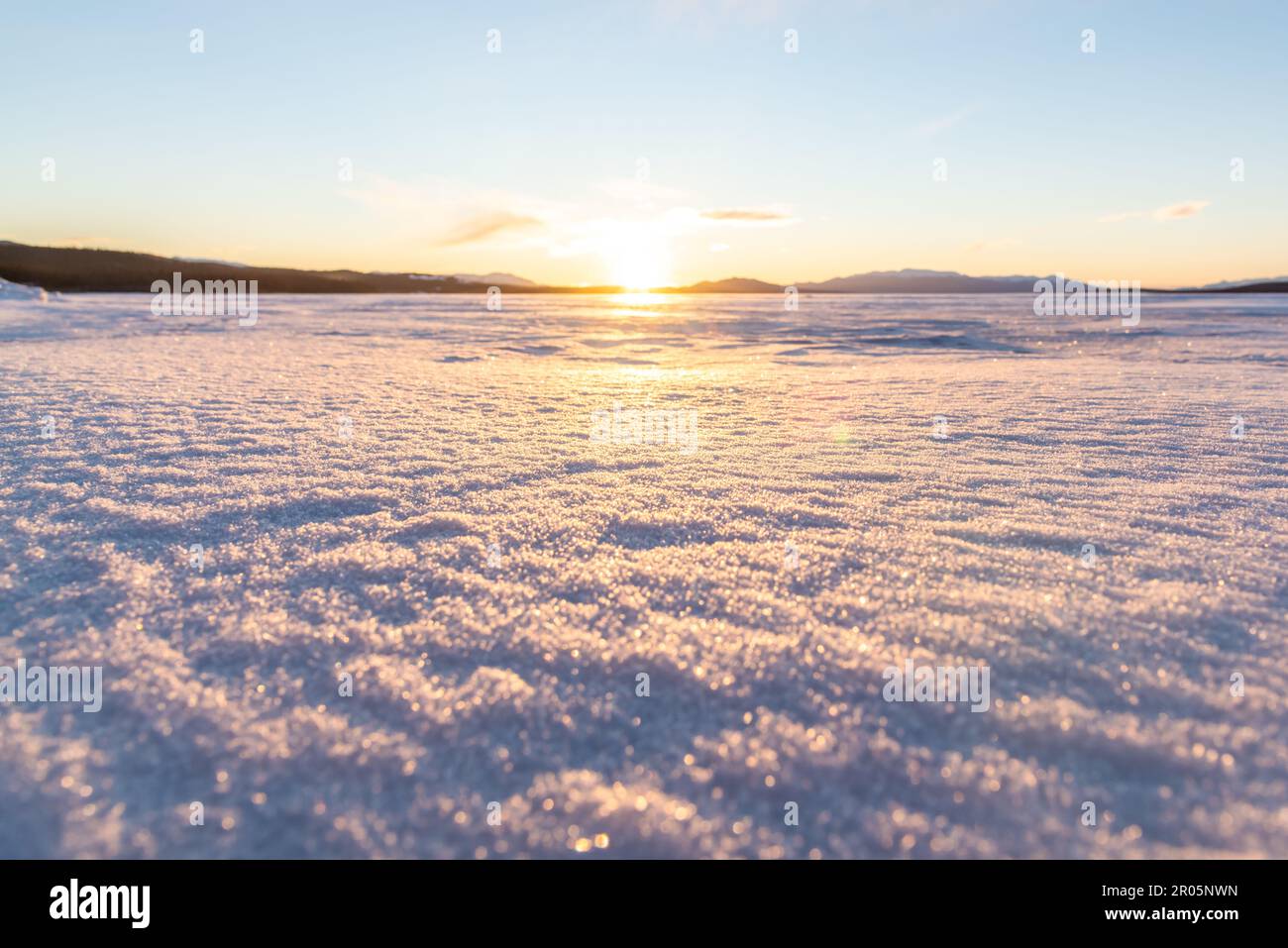 Winter frozen lake scene in northern Canada on a stunning arctic ...