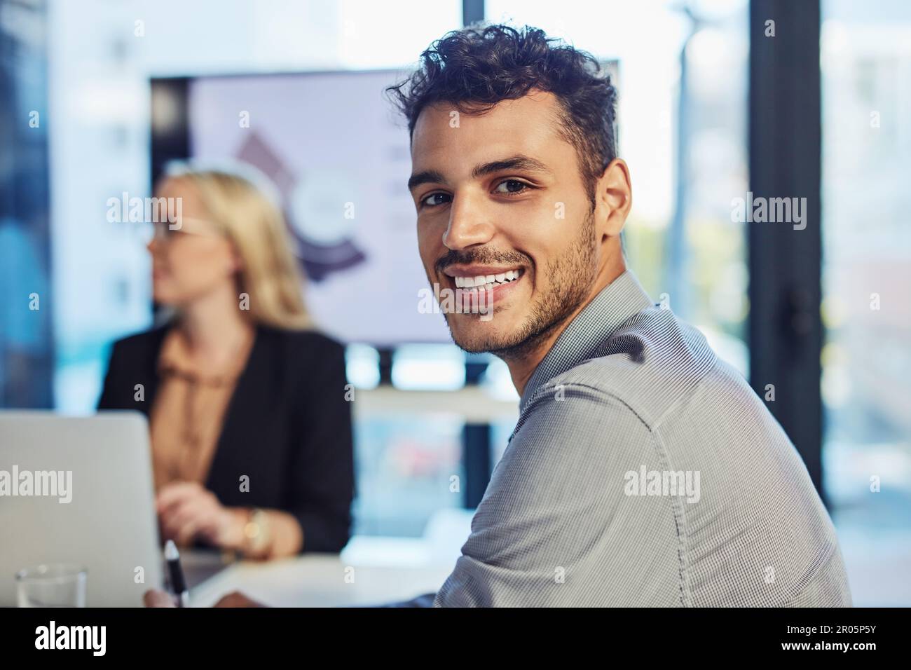 Weve met every objective on our meeting agenda. Portrait of a confident young businessman having ...