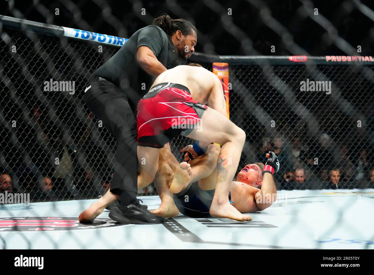 NEWARK, NJ - MAY 6: Matt Frevola (top) punches Drew Dober in a ...