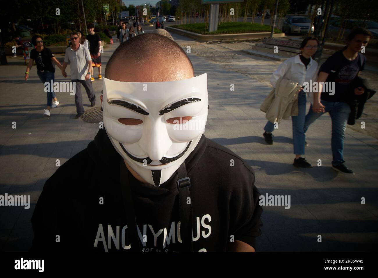 Bucharest, Romania. 6th May, 2023: Members of Anonymous for the ...