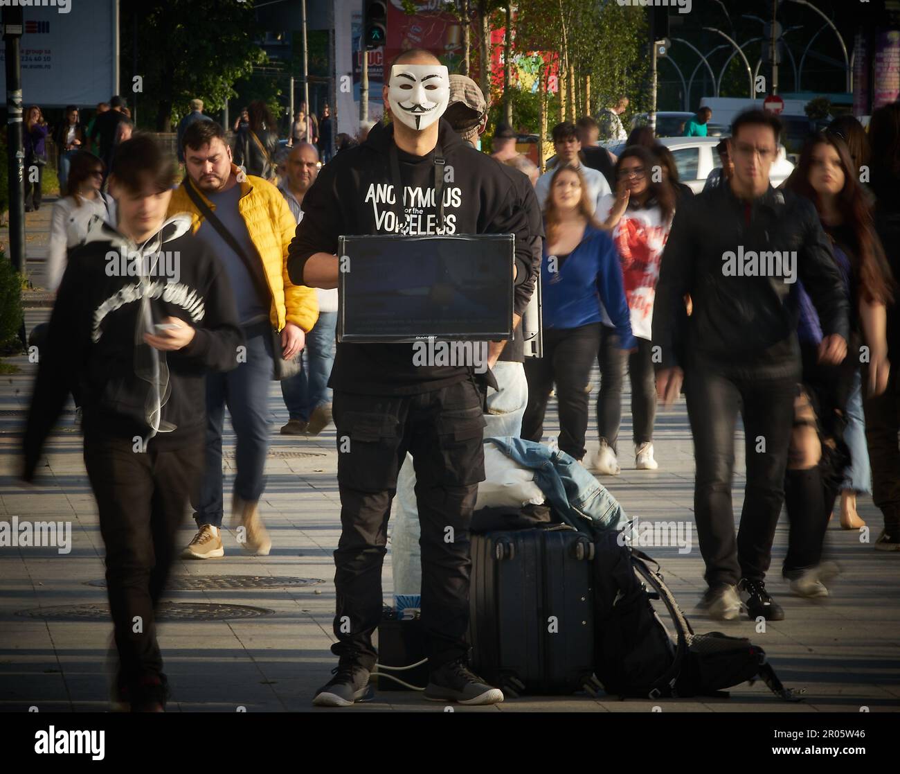 Bucharest, Romania. 6th May, 2023: Members of Anonymous for the ...