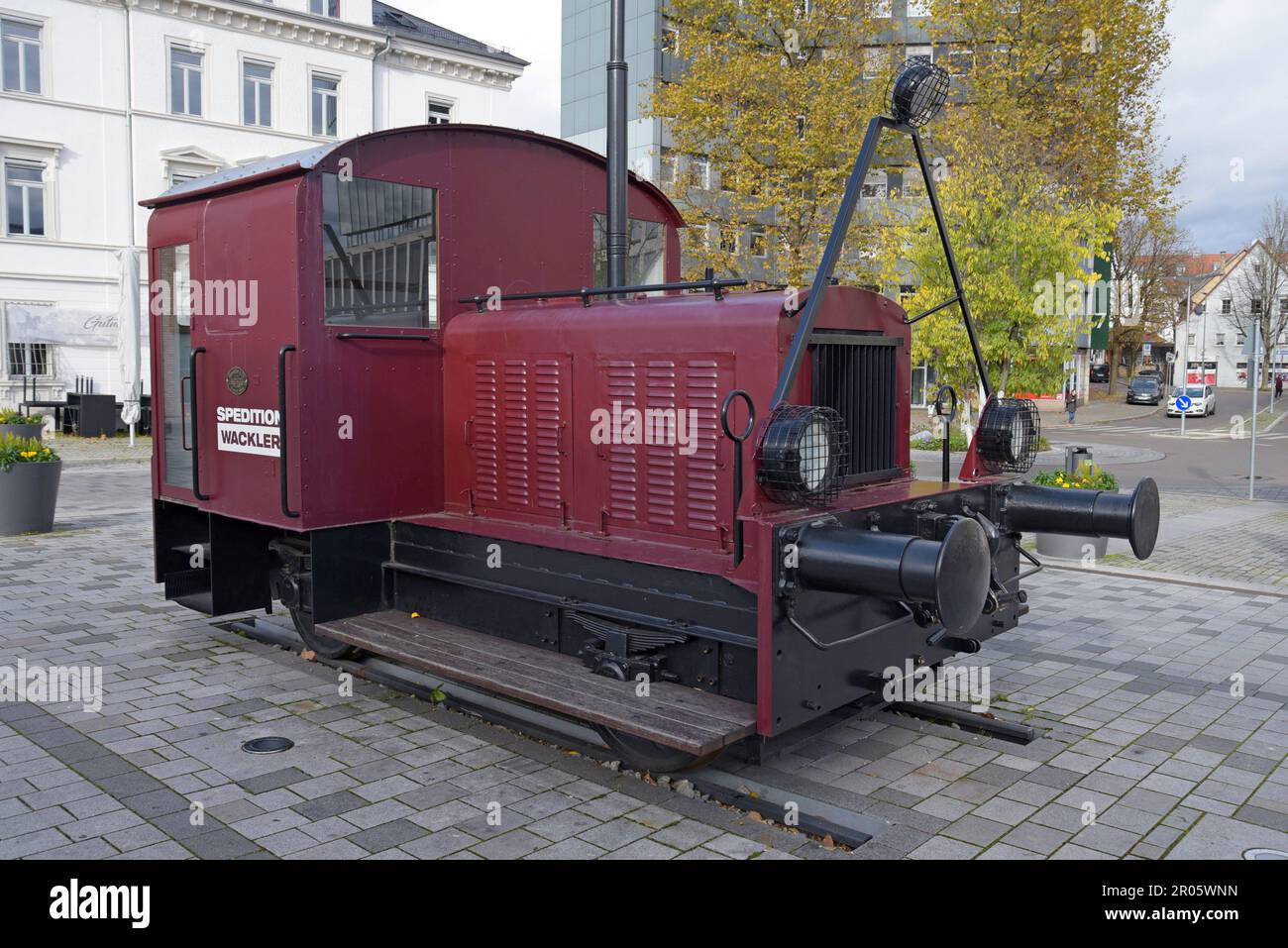 A vintage diesel shunting locomotive on display outside Goppingen ...
