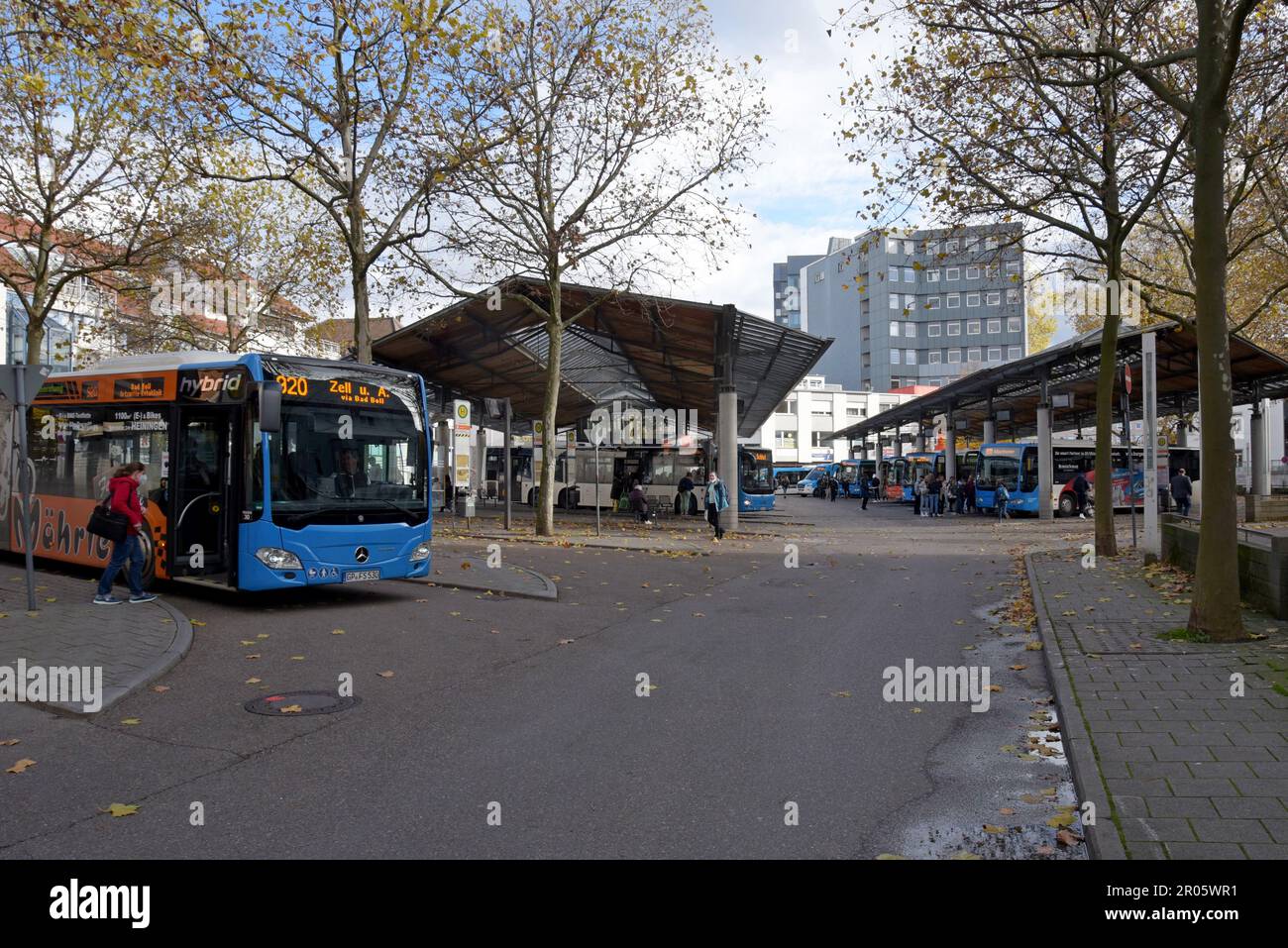 The main bus station and terminus in Goppingen, Baden-Württemberg ...