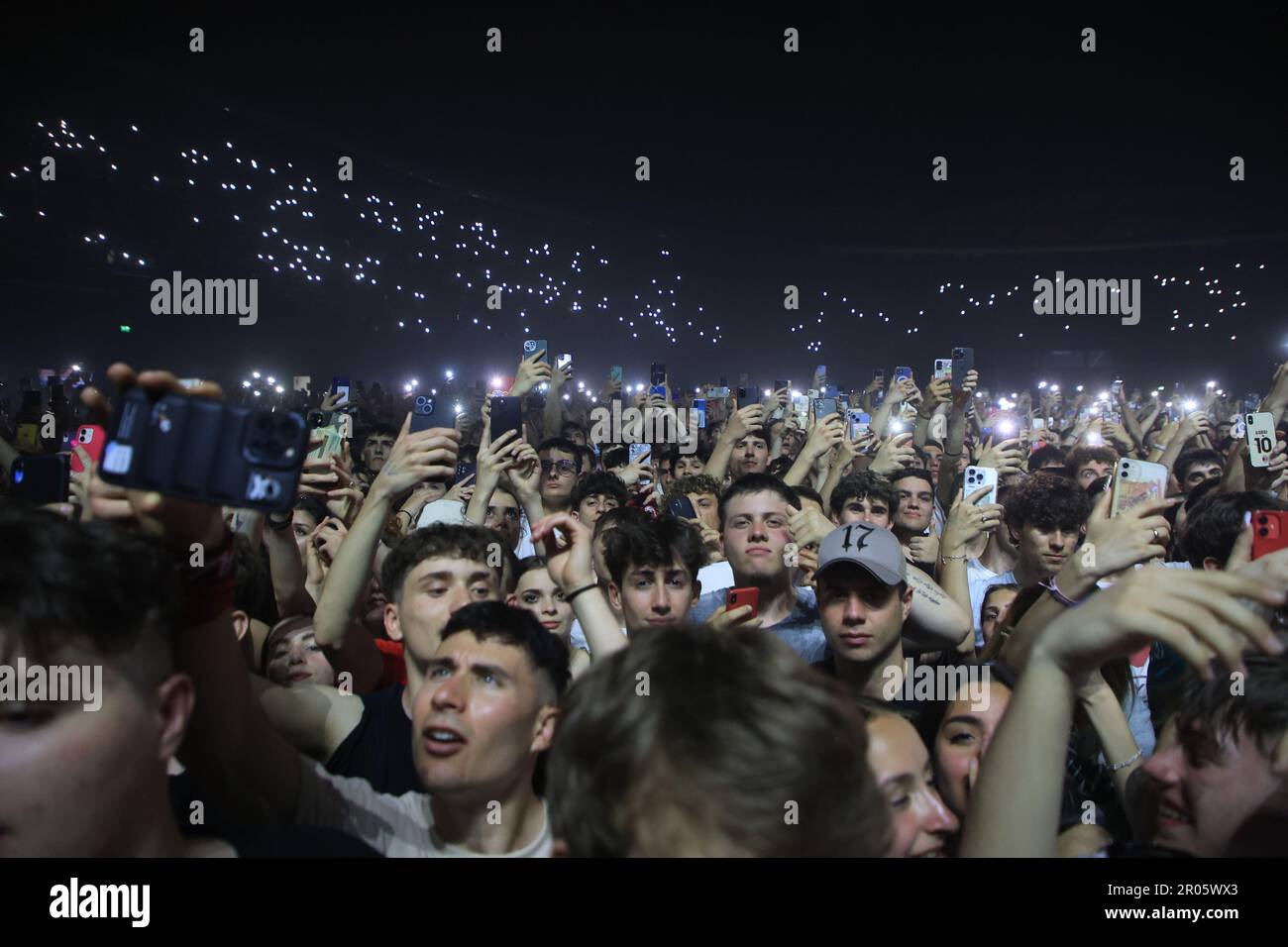 Italian singer rapper Lazza fans at UnipolArena Stock Photo - Alamy