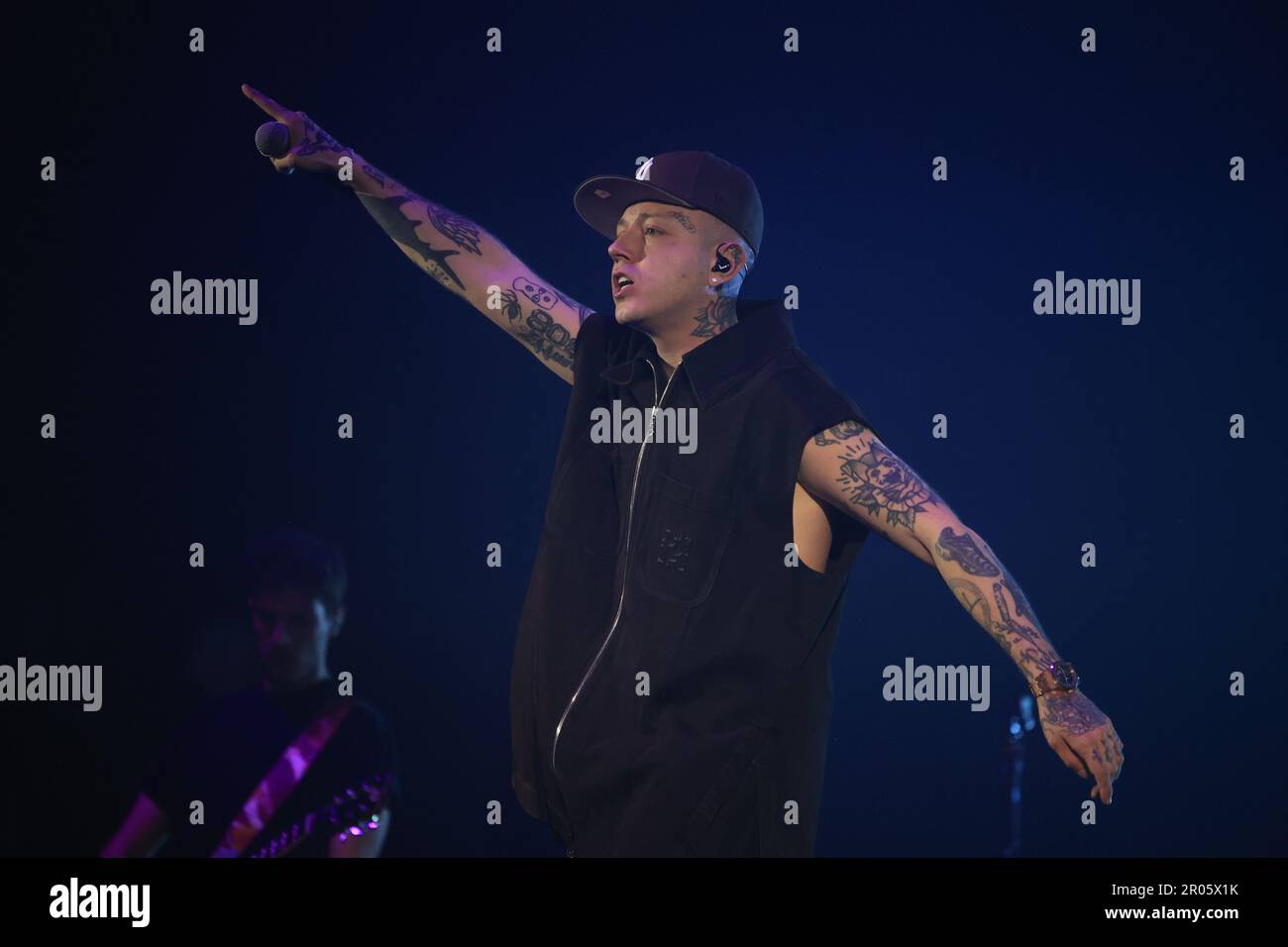 Italian singer rapper Lazza performing on stage at UnipolArena Stock ...