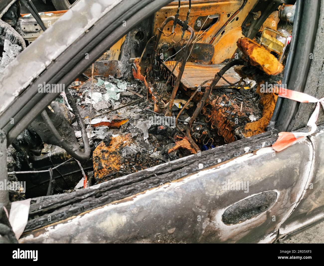 Burnt new car. burnt metal texture, metallic background Stock Photo - Alamy