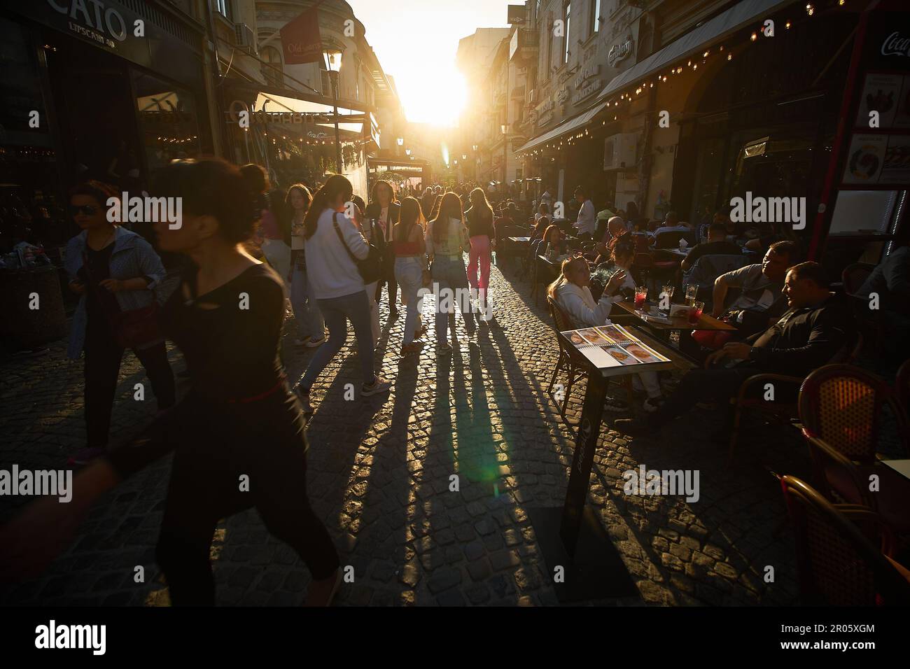 Bucharest, Romania. 6th May, 2023: Locals and tourists crowd the most ...