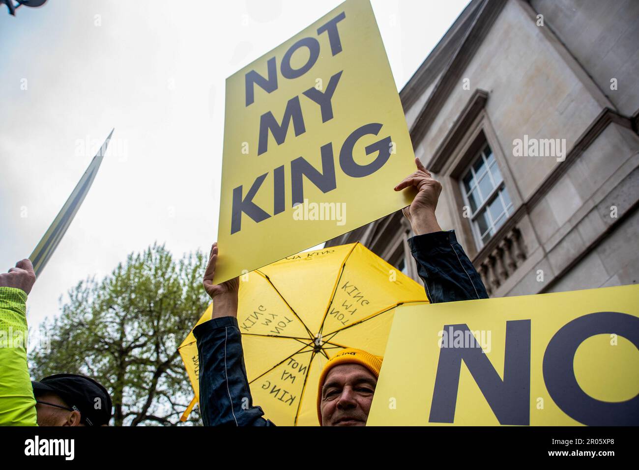 London, UK. 06th May, 2023. A member of the anti-monarchist group ...