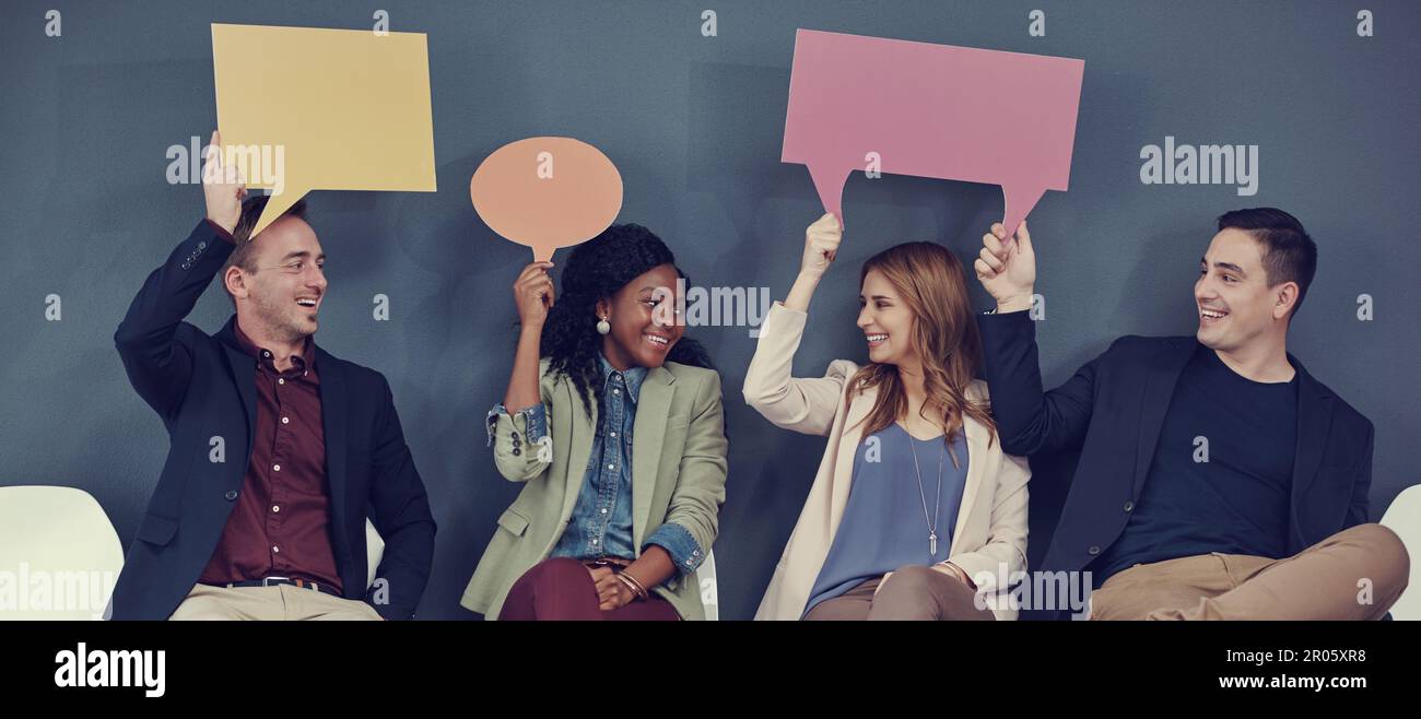 We all have something to say for the interview. a group of ...