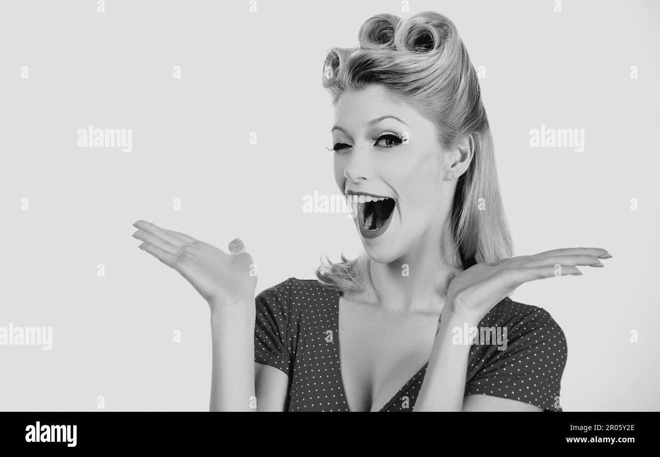 Smiling woman shrugging Black and White Stock Photos & Images - Alamy