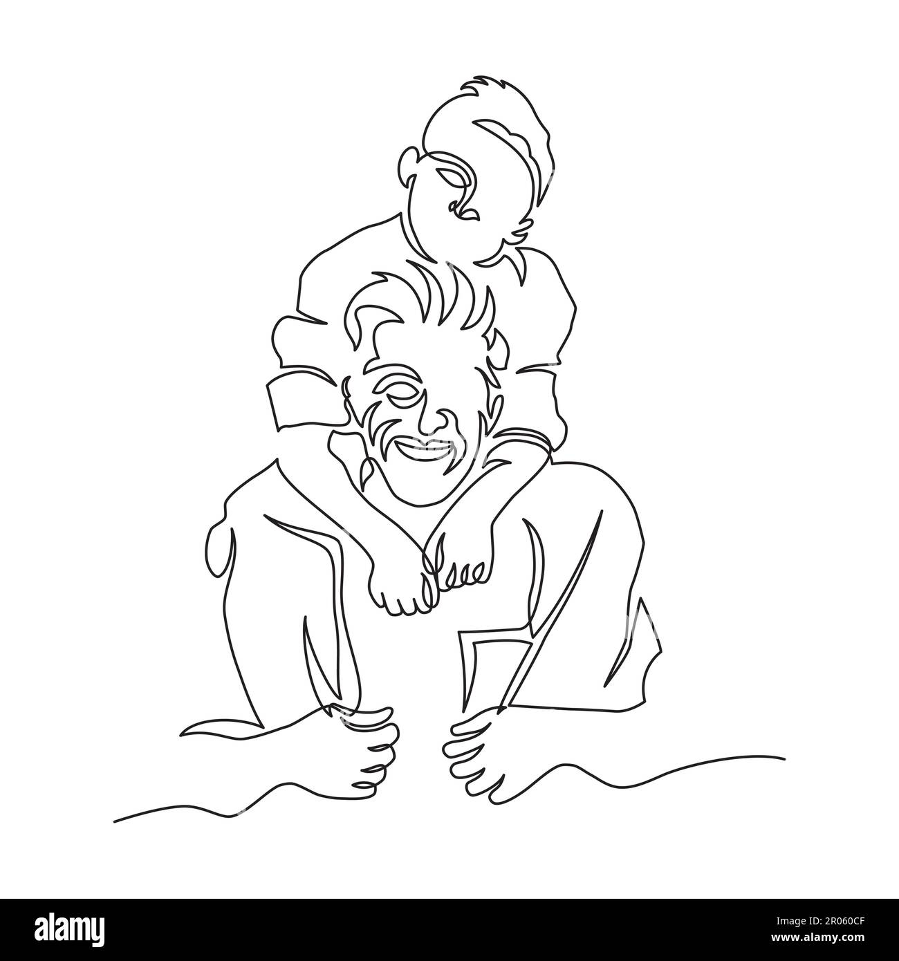 Father giving son piggyback Stock Vector Images - Alamy