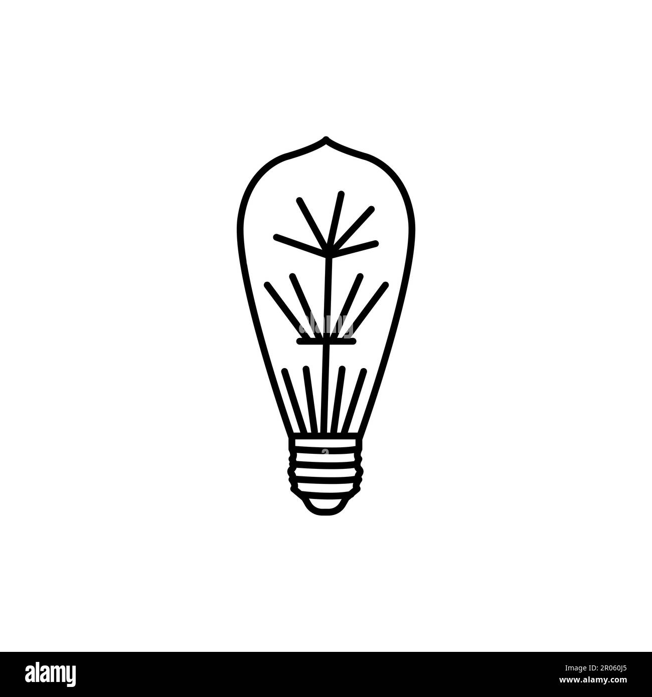 Loft LED filament lamp black line icon. Pictogram for web page, mobile ...