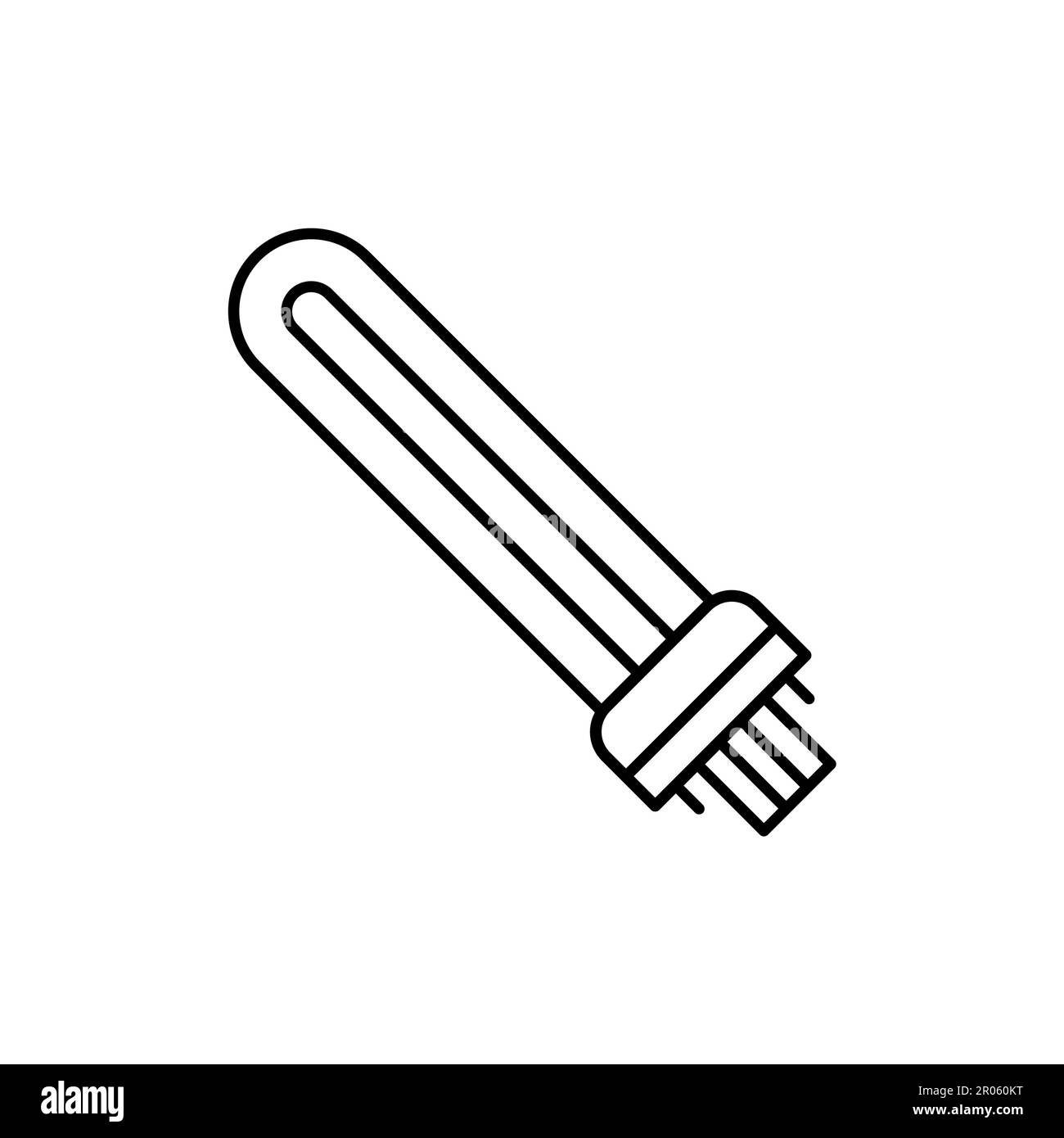 U-shaped UV lamp without ozone black line icon. Pictogram for web page ...
