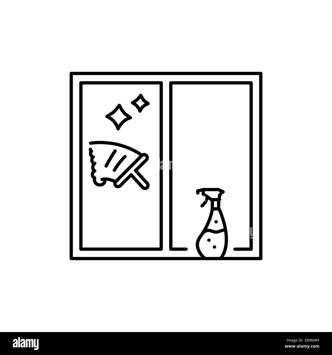 Cleaning the window black line icon. Pictogram for web page, mobile app ...