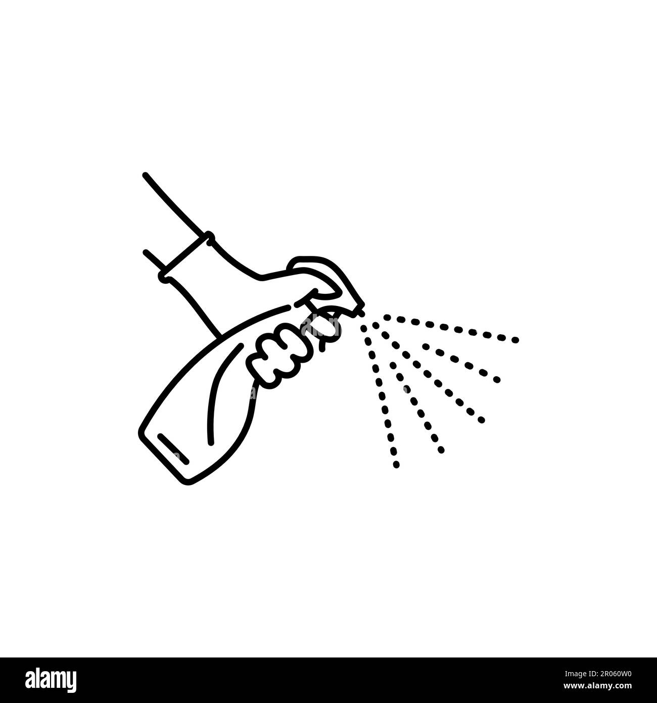 Hand with spray black line icon. Pictogram for web page, mobile app ...