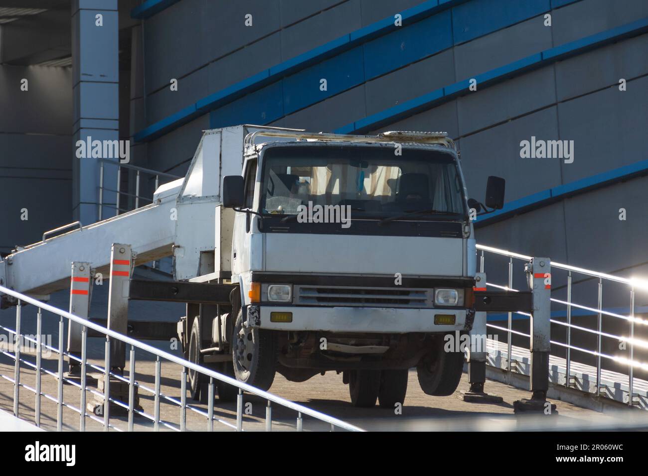 Hydraulics crane support. Small crane truck with outriggers on a ...
