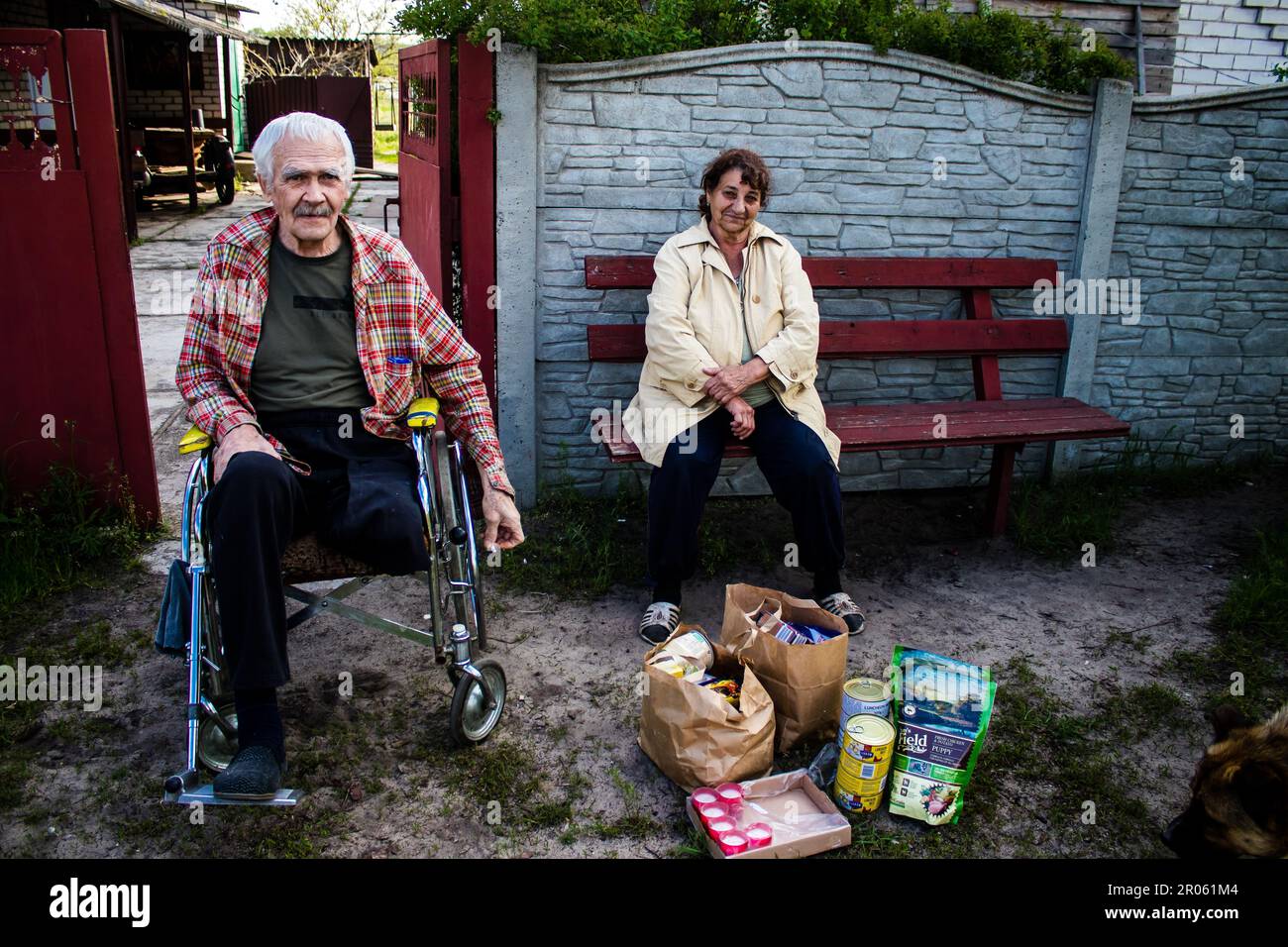 Residents of the village of Yampil, Donetsk Oblast in Ukraine. People ...