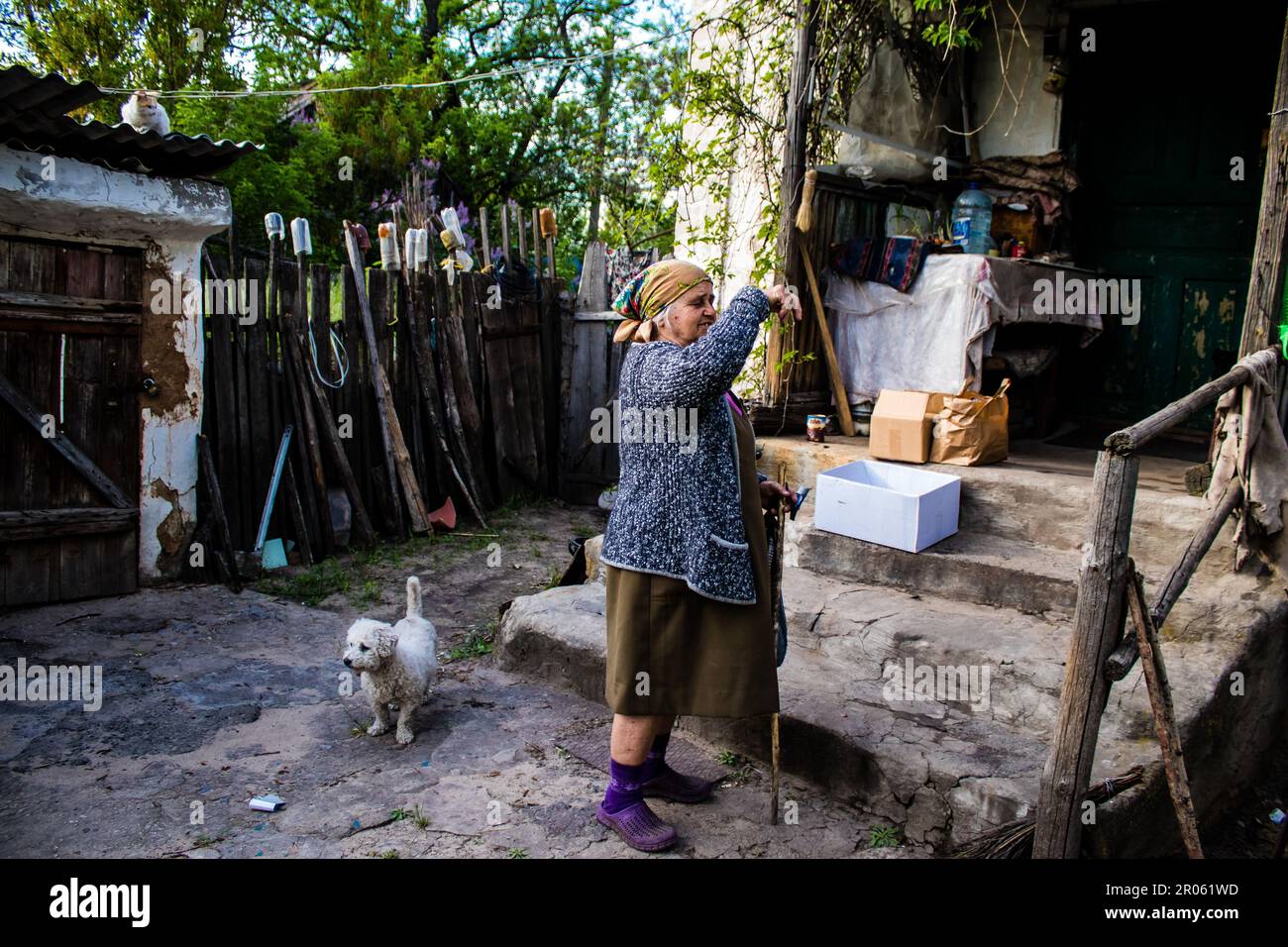 Residents of the village of Yampil, Donetsk Oblast in Ukraine. People ...