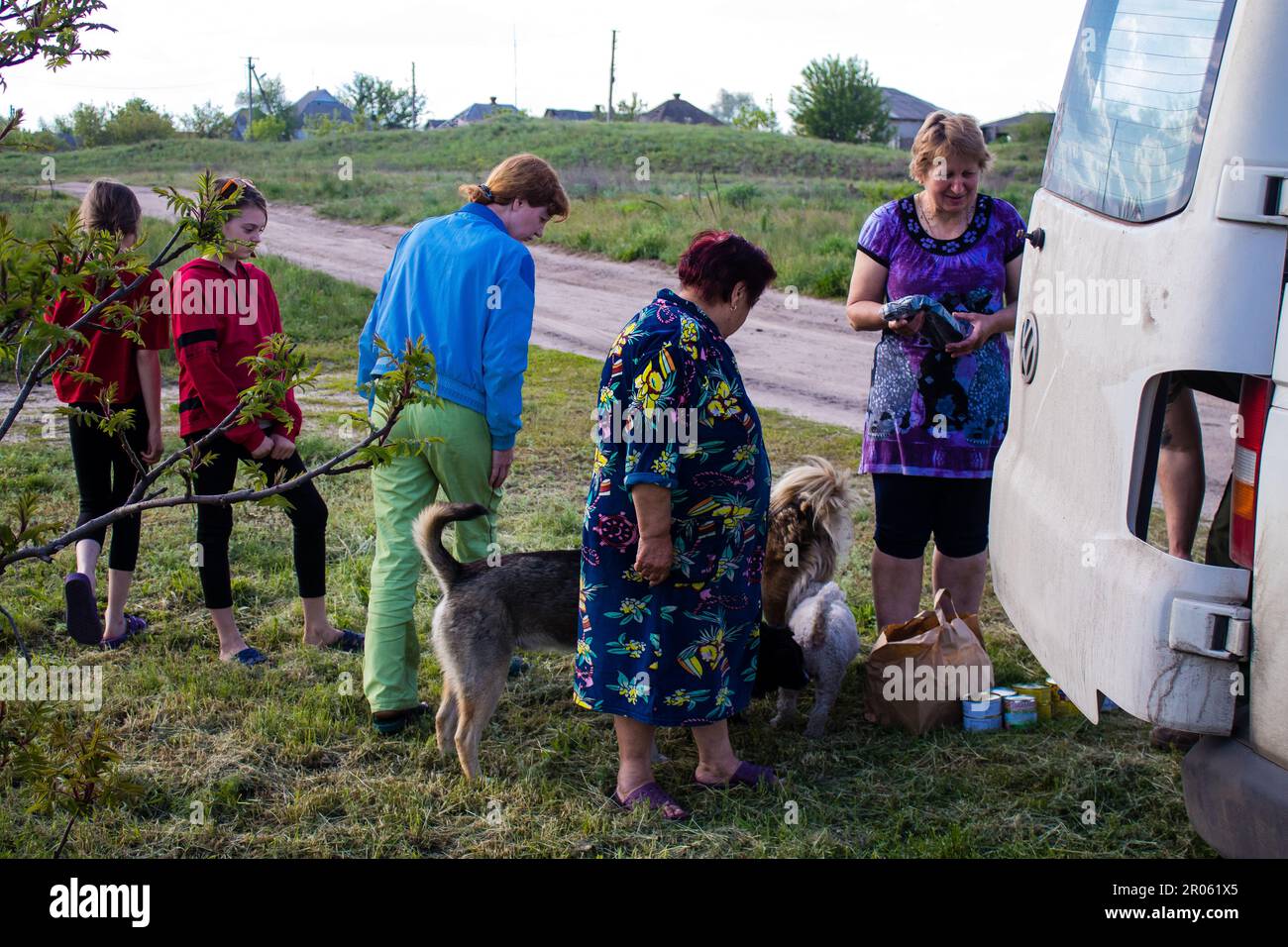 Residents of the village of Yampil, Donetsk Oblast in Ukraine. People ...
