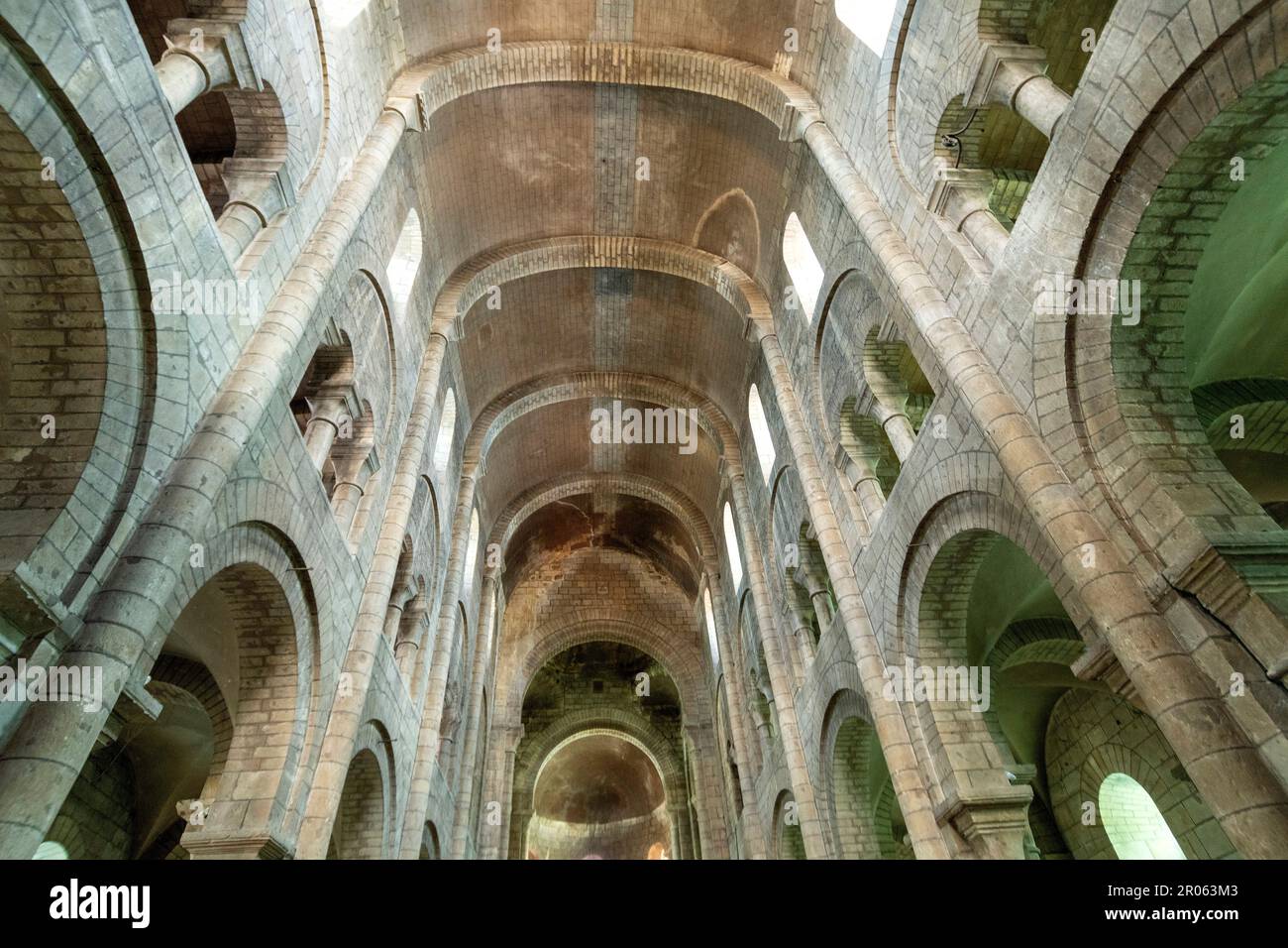 Nevers. Interior of Saint Etienne church. Roman church. Nièvre ...