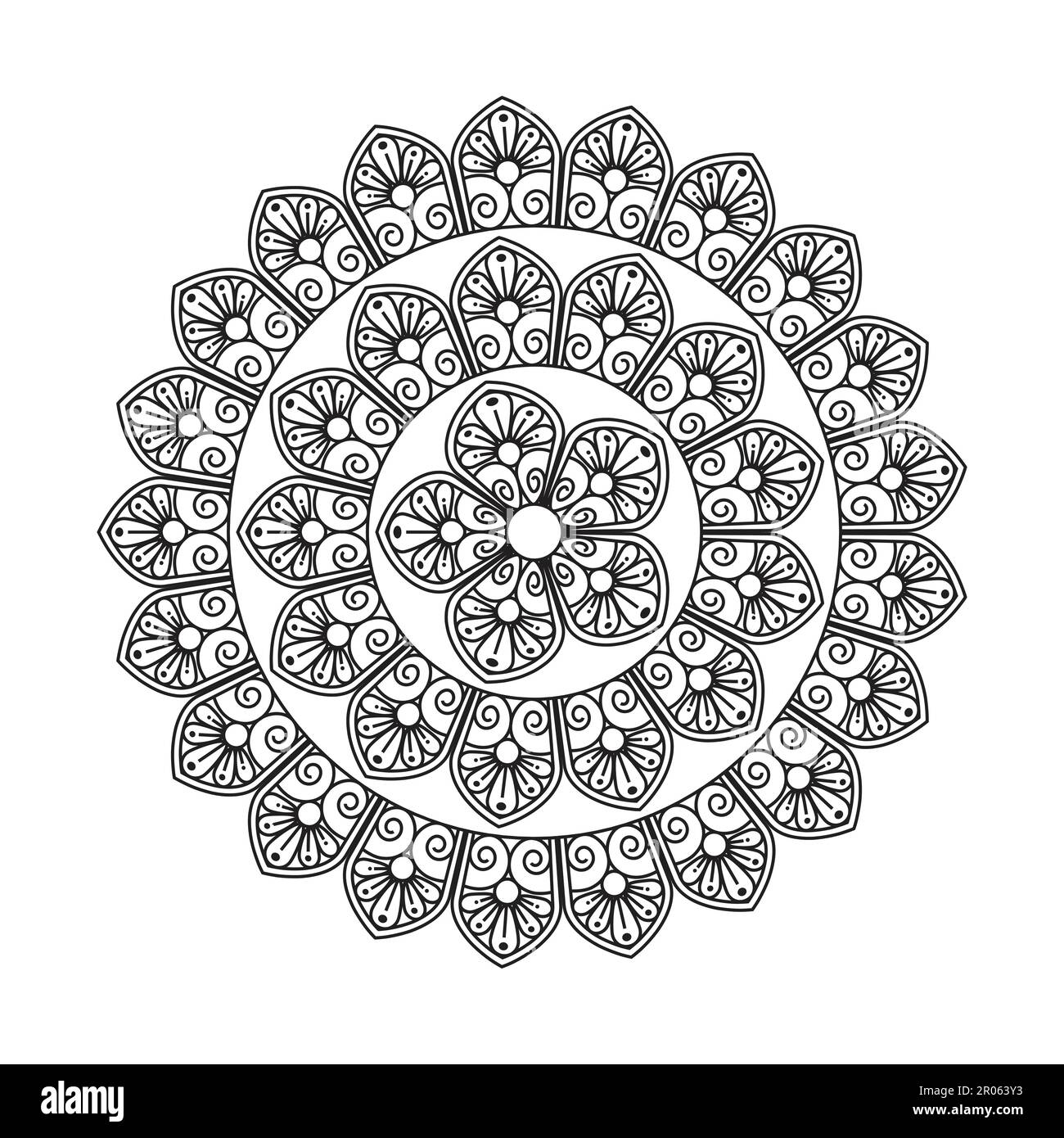 Mandala black and white simple hi-res stock photography and images - Alamy