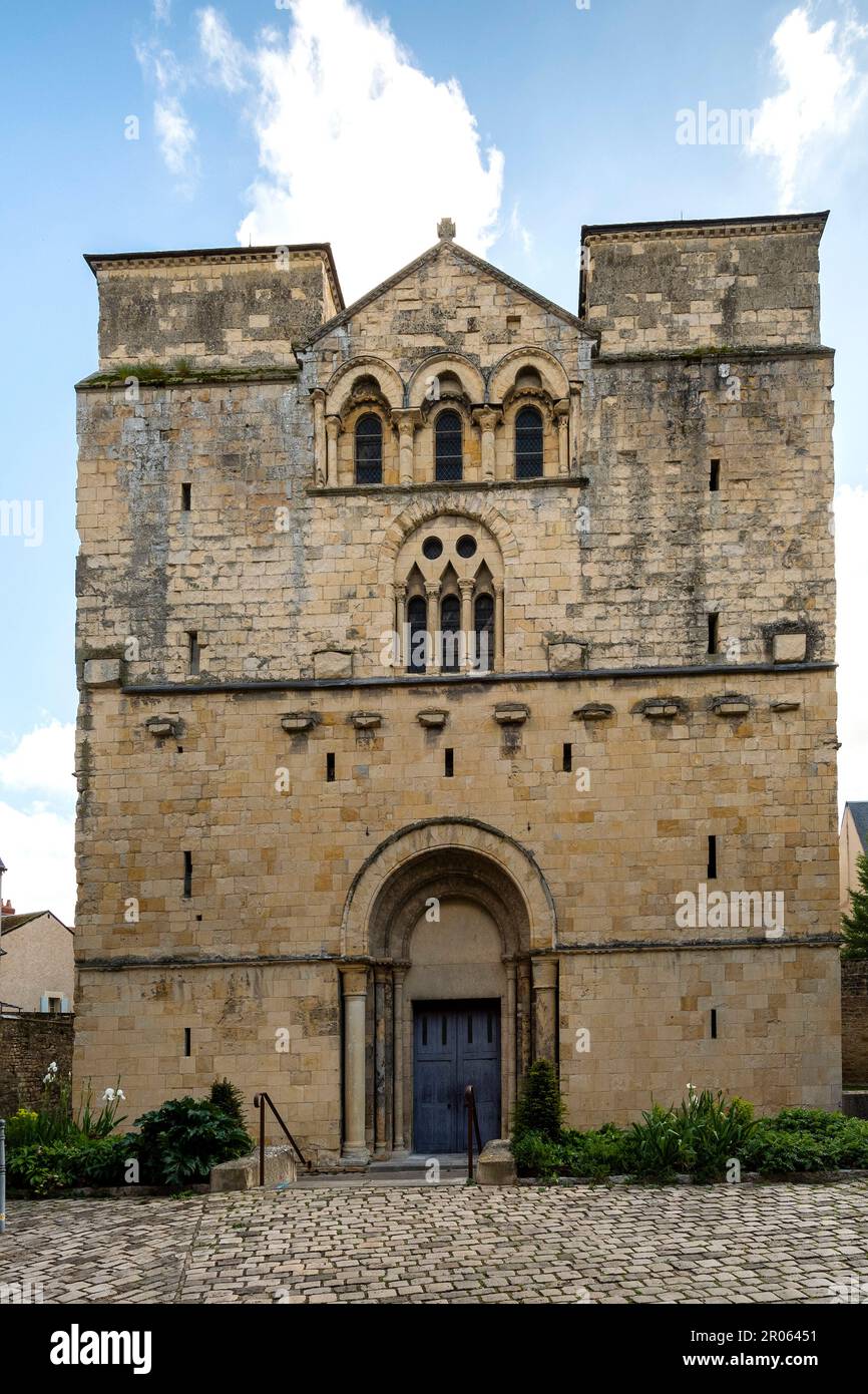 Nevers. Facade of Saint Etienne church. Roman church. Nièvre department ...