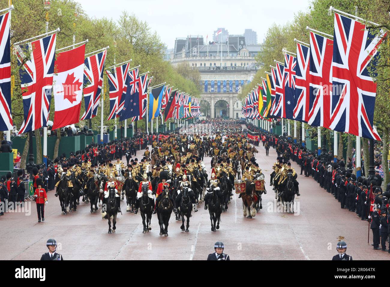LONDON, ENGLAND - MAY 06: The military procession, the largest of its ...