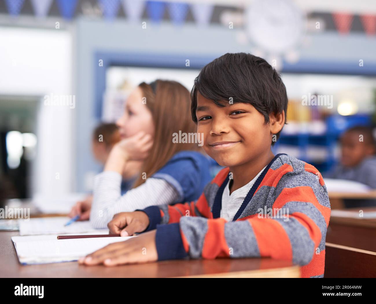 Happy to be in class. elementary school children in class Stock Photo ...