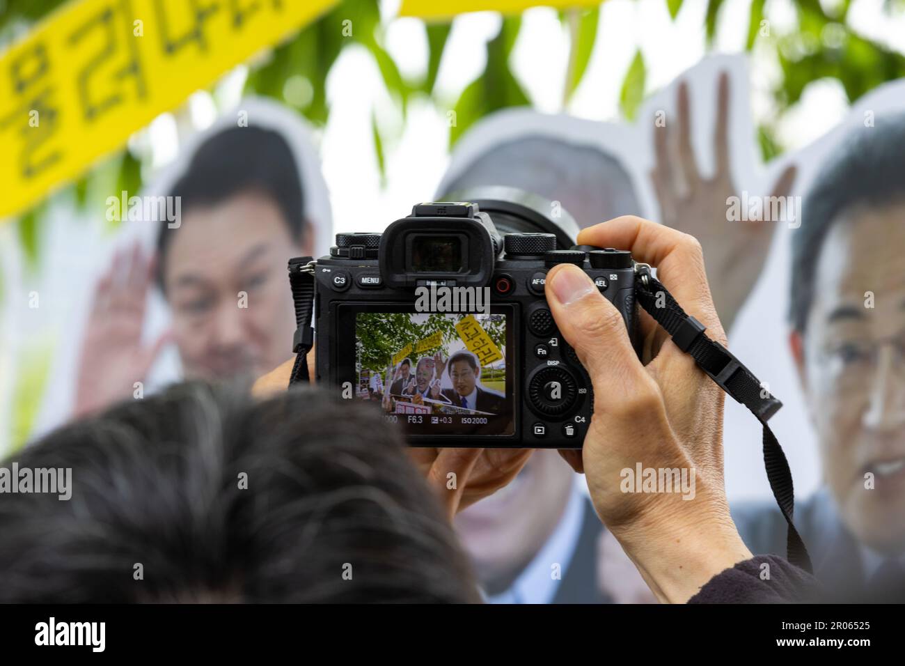 Seoul, South Korea. 7th May, 2023. Protesters stage a rally to oppose a ...