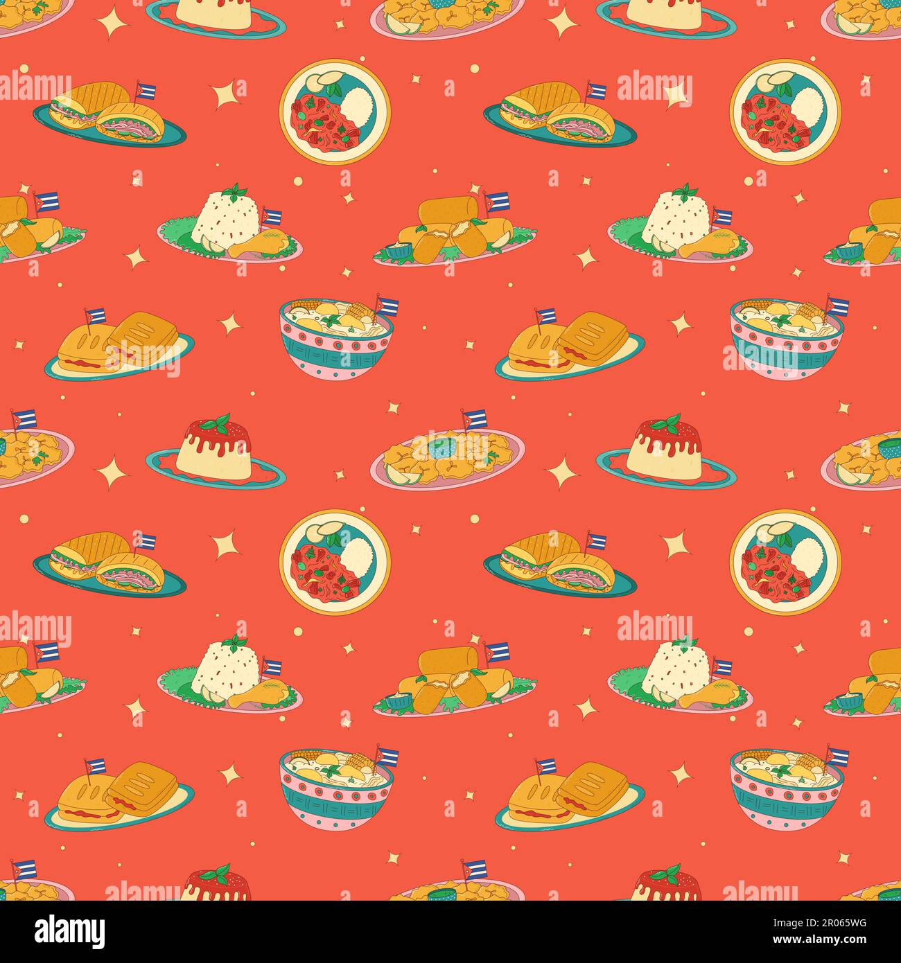 Cuban food seamless pattern. Traditional Cuban dish Stock Vector Image ...