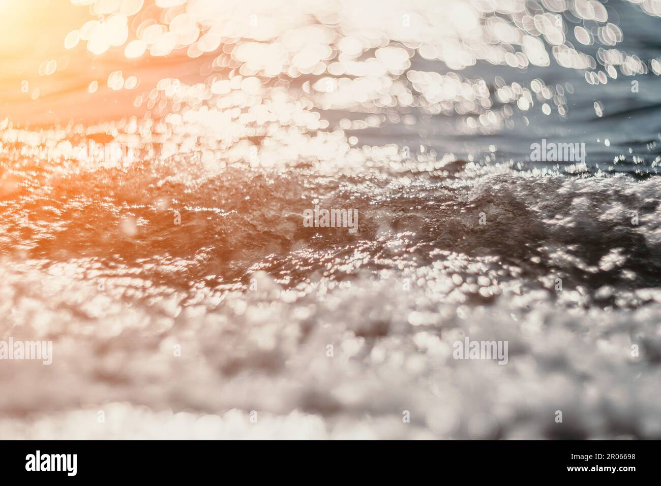 Abstract sea summer ocean sunset nature background. Small waves on ...