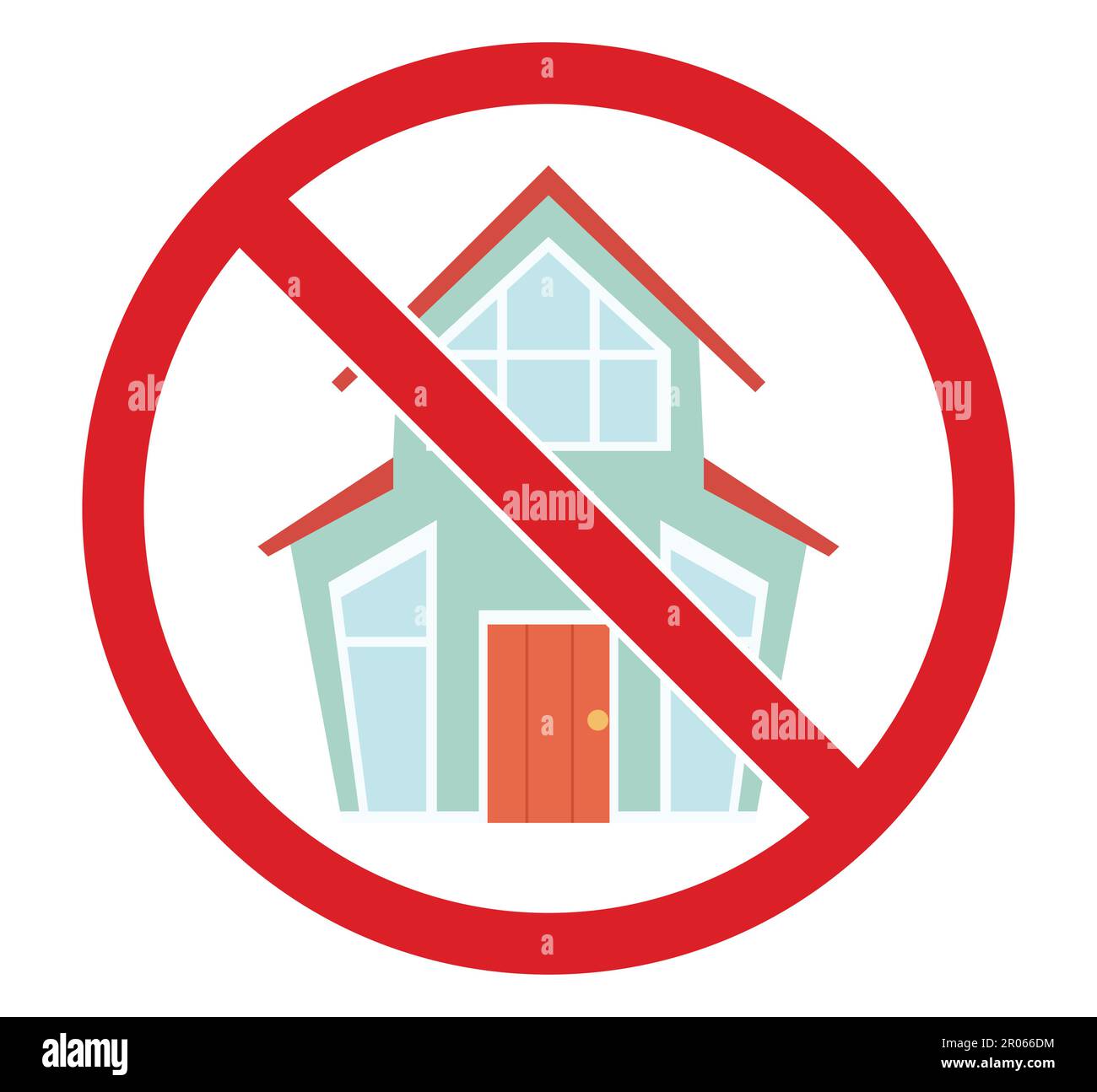 Vector prohibition sign with a rural house for stickers and icons ...