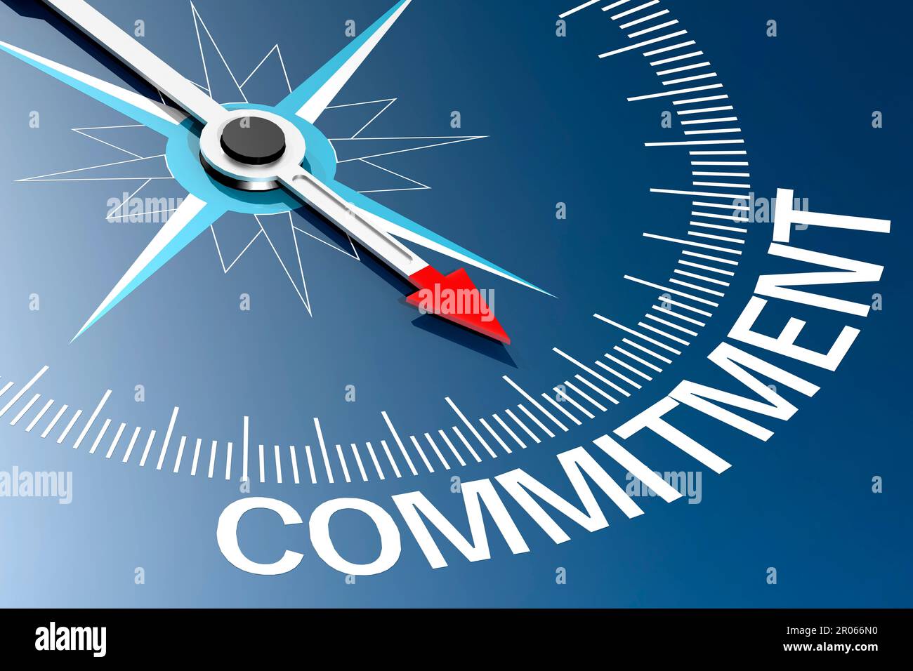 Compass needle pointing to commitment word, 3D rendering Stock Photo ...