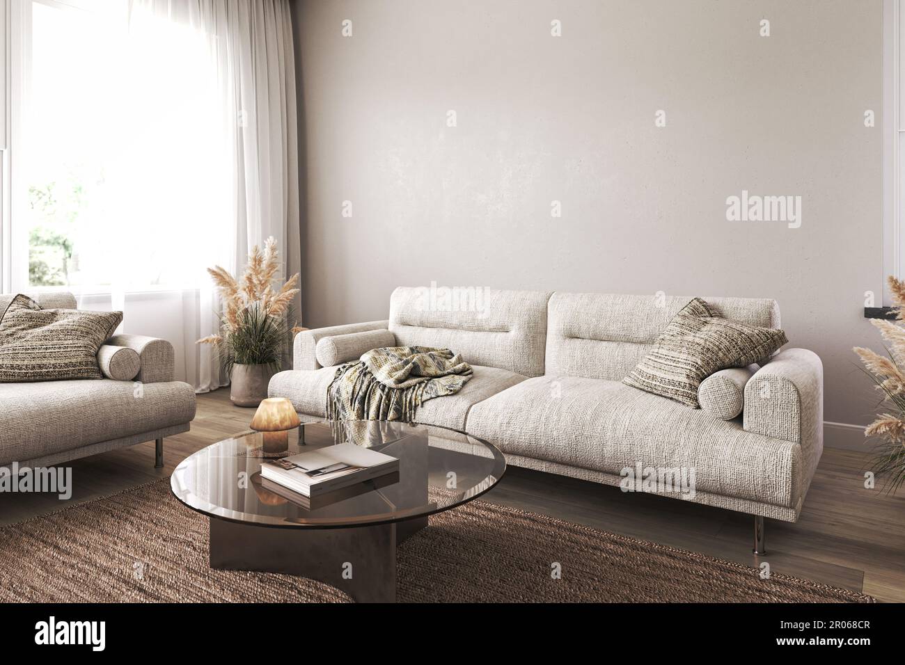 Empty Living Room With Furniture