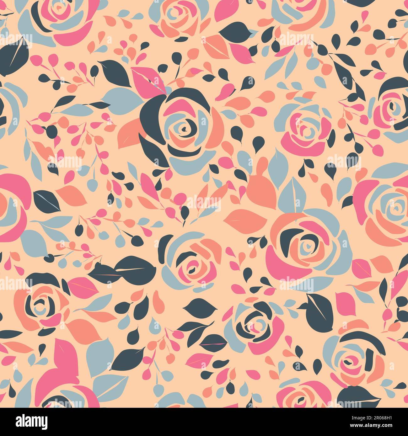 Roses seamless pattern. Graphic drawing. Vector illustration. Design ...