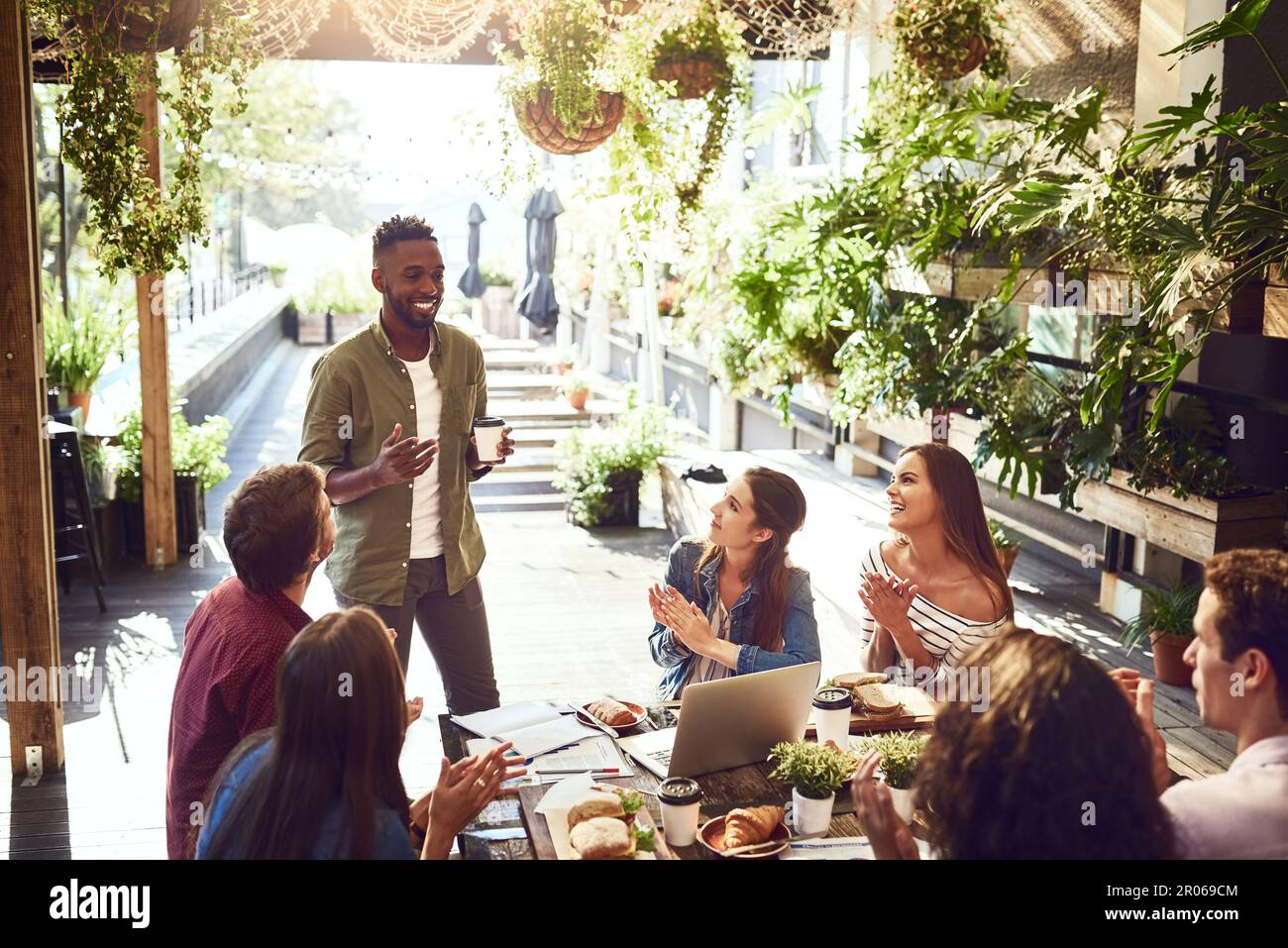 Some ideas are best received over lunch. a handsome young man ...