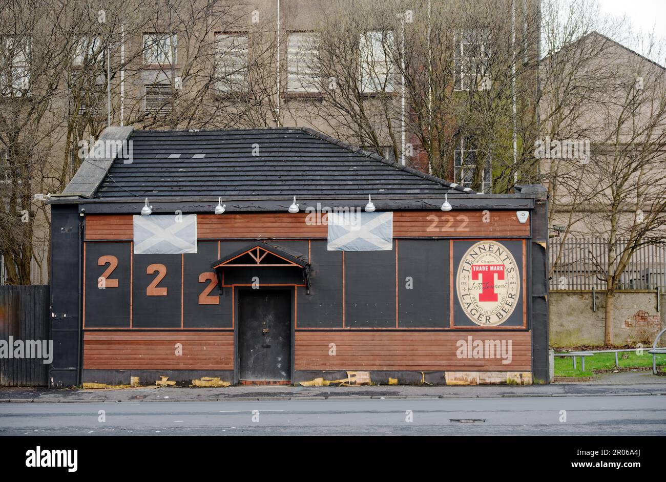 Glasgow, UK, March 19th 2023, Closed business in area with poverty and ...