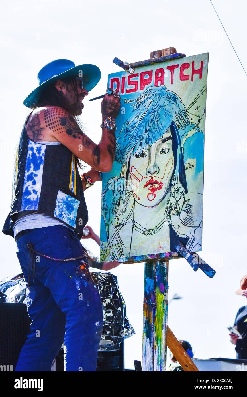 Redondo Beach, California, May 6, 2023 - An artist on stage with the ...