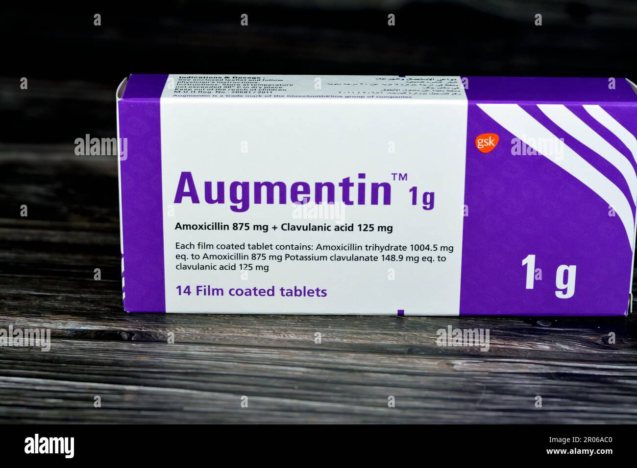 Cairo, Egypt, May 4 2023: Augmentin 1g tablets, amoxicillin and ...