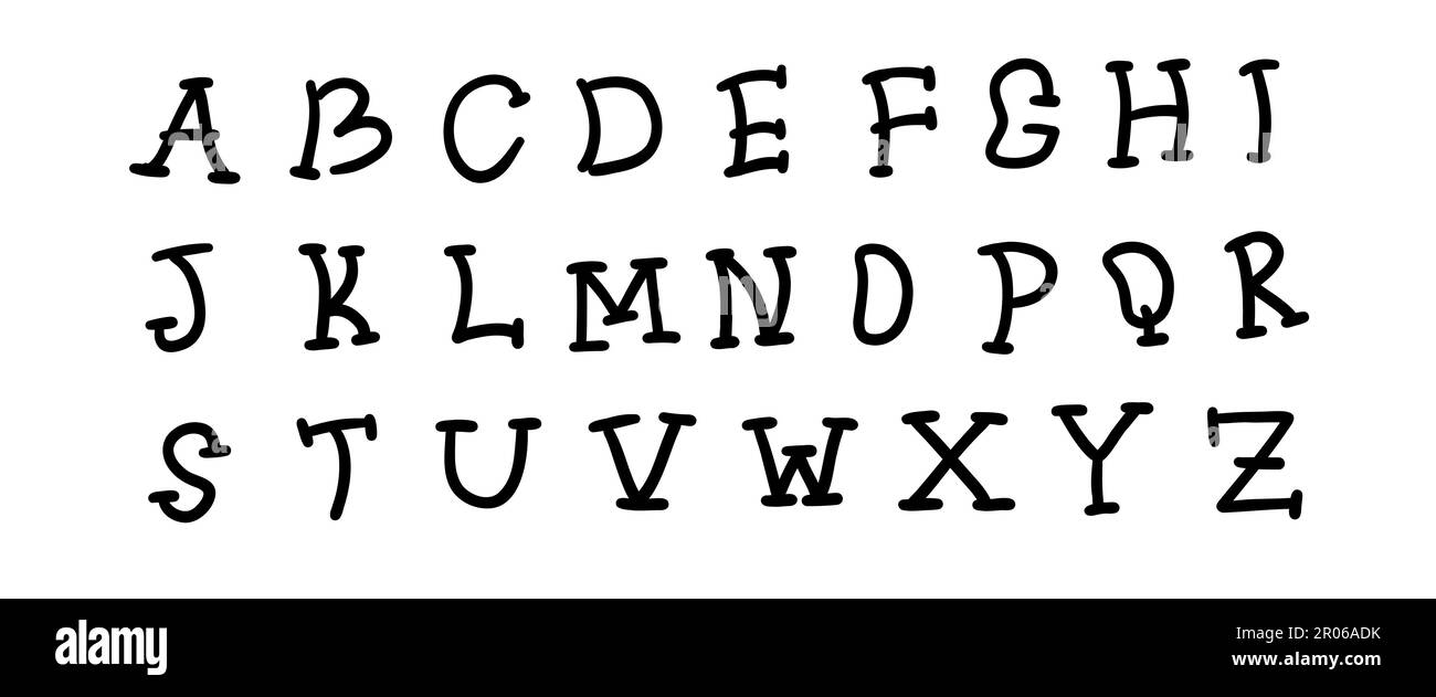 Loose lettering black english latin abc alphabet font A to Z. Vector ...