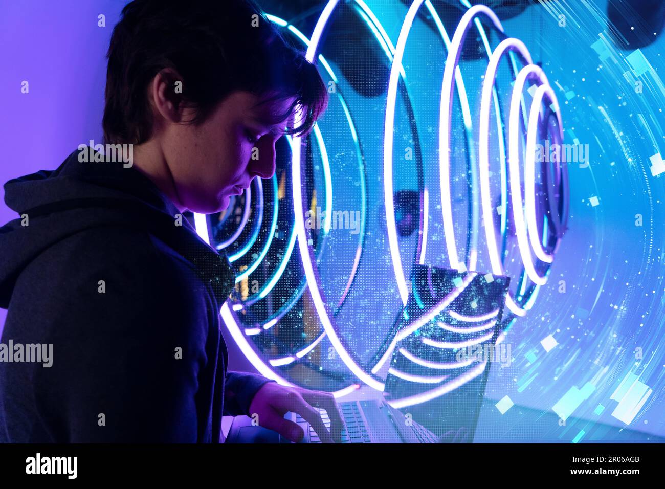 man inside virtual metaverse Stock Photo - Alamy